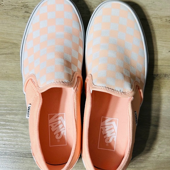 Vans | Shoes | Vans Orange And White Sneakers Slipon Canvas Like New ...